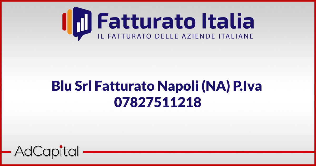 Blu Srl Fatturato Napoli (NA) P.Iva 07827511218
